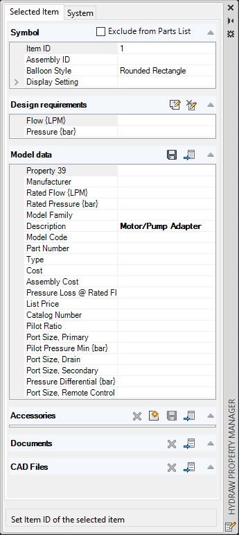 Selected Item Properties